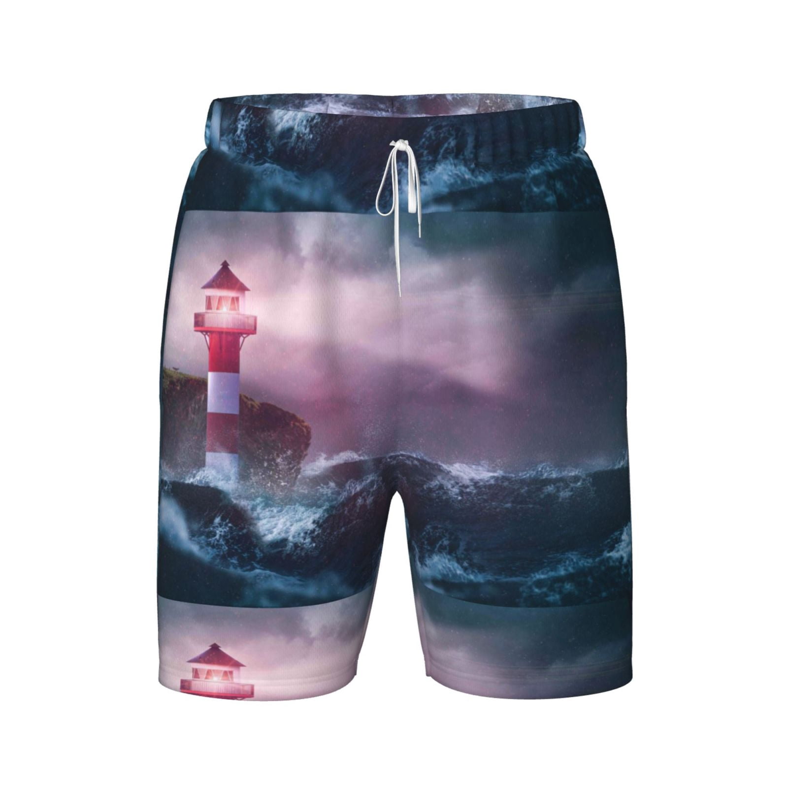 Coaee lighthouse Waves Torrential Rain for Boys Swim Trunks Compression ...