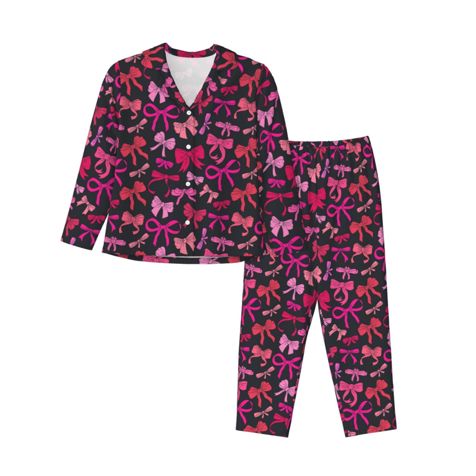 Coaee pink ribbon bows for Pajamas for Women Set Women's Long-Sleeved ...