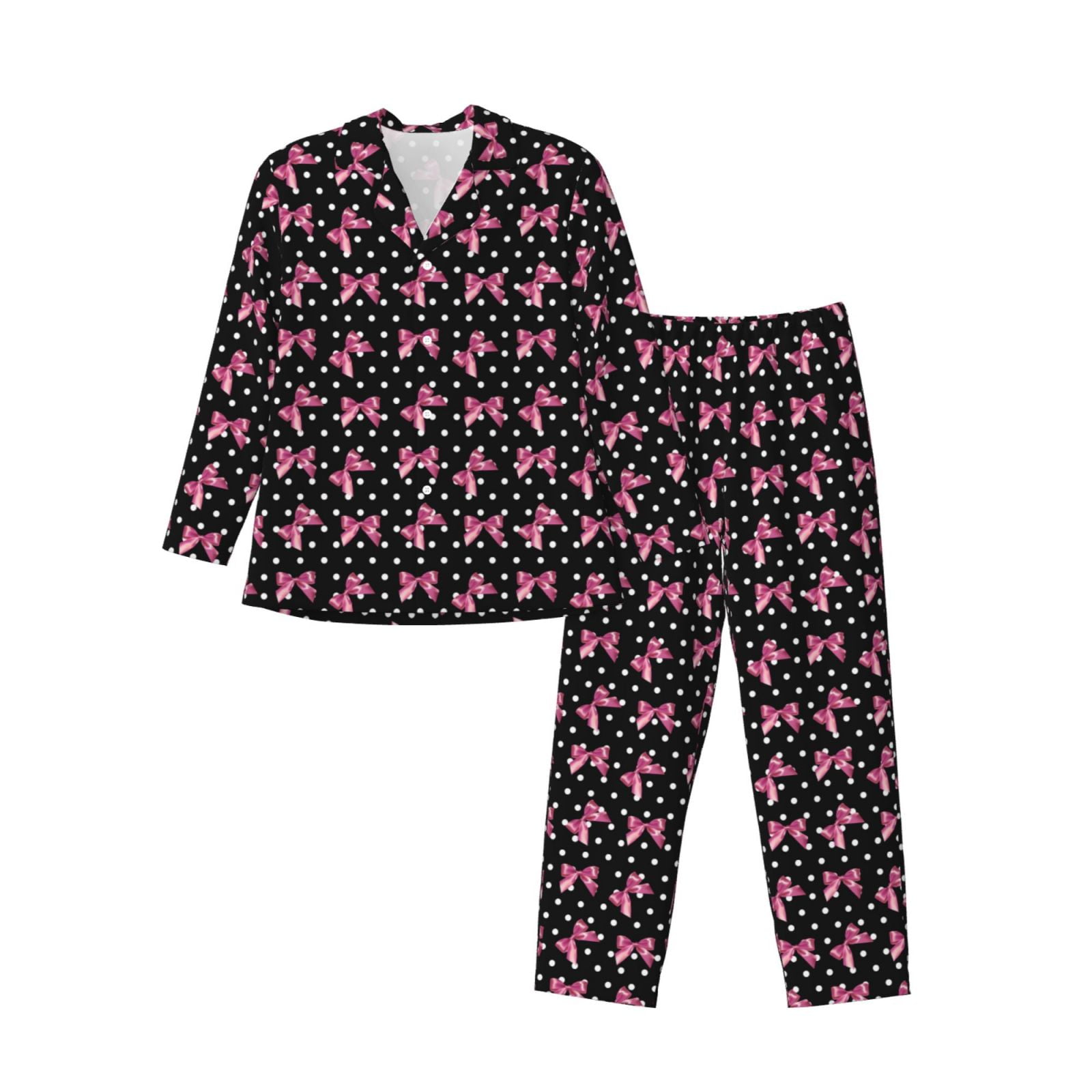 Coaee polka dot with pink bows for Men's Sleepwear Men's Long-Sleeved ...
