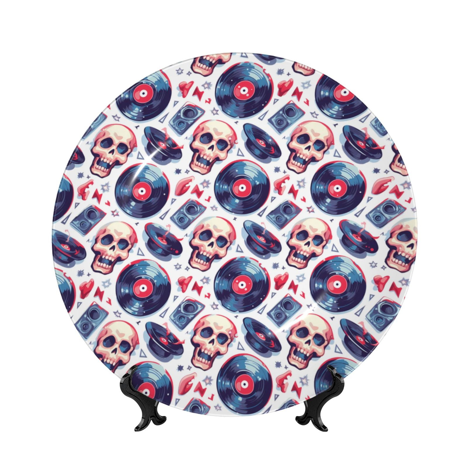Coaee record rock music Skull for Bone China Decorative Plate ...