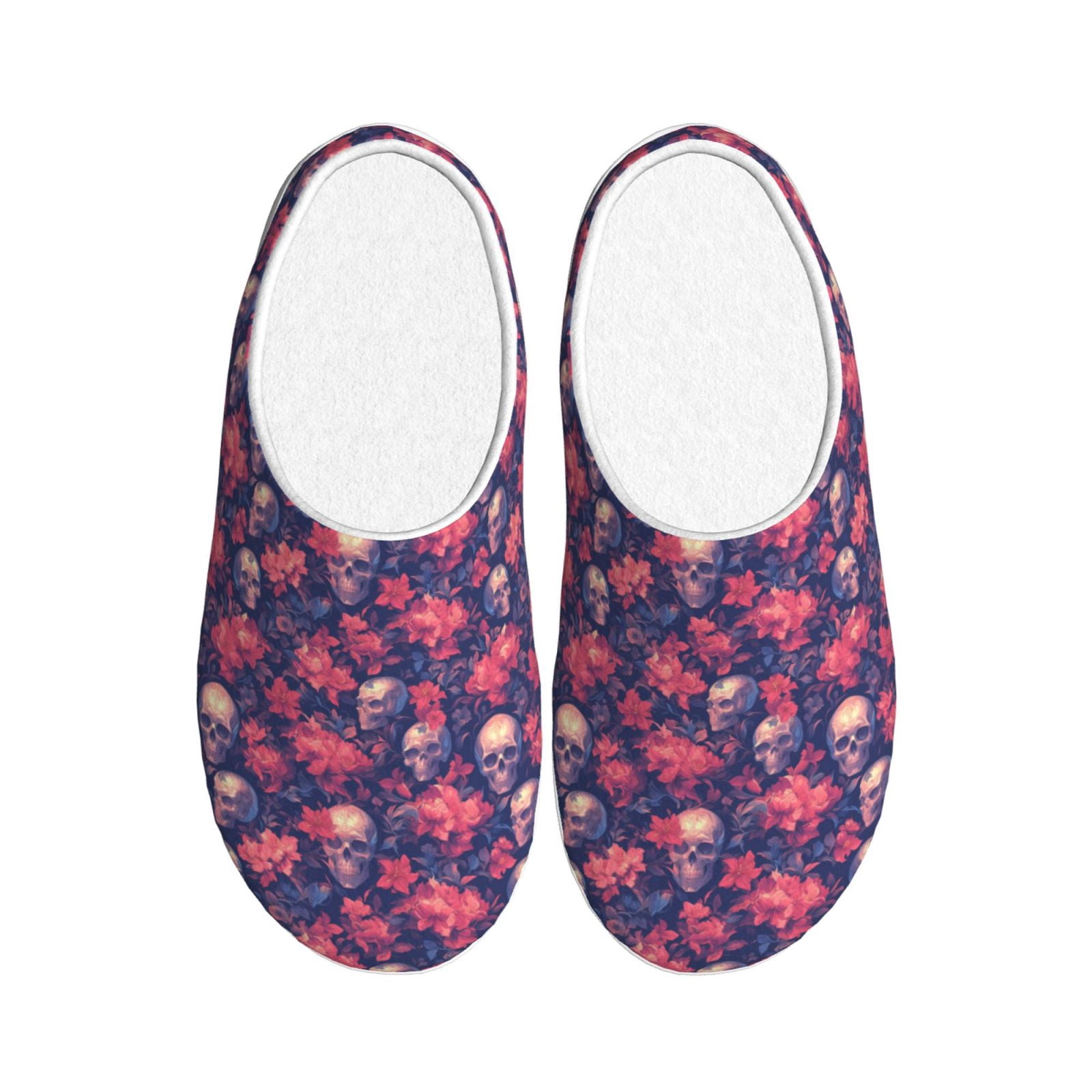 Coaee red Skull flower for Mens Slippers Indoor Slip On Shoes Slippers ...