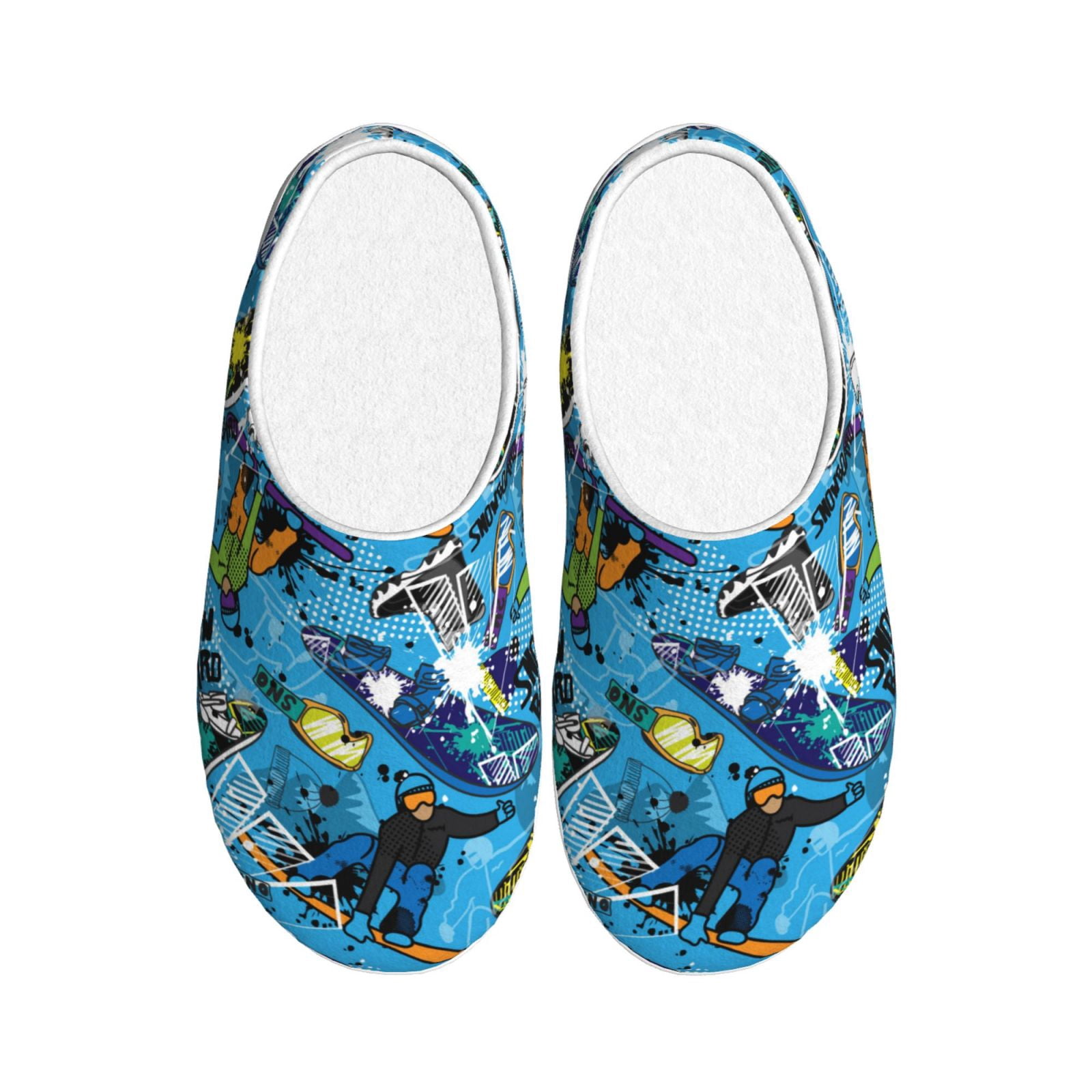 Coaee snow board blue for Mens Slippers Indoor Slip On Shoes Slippers ...