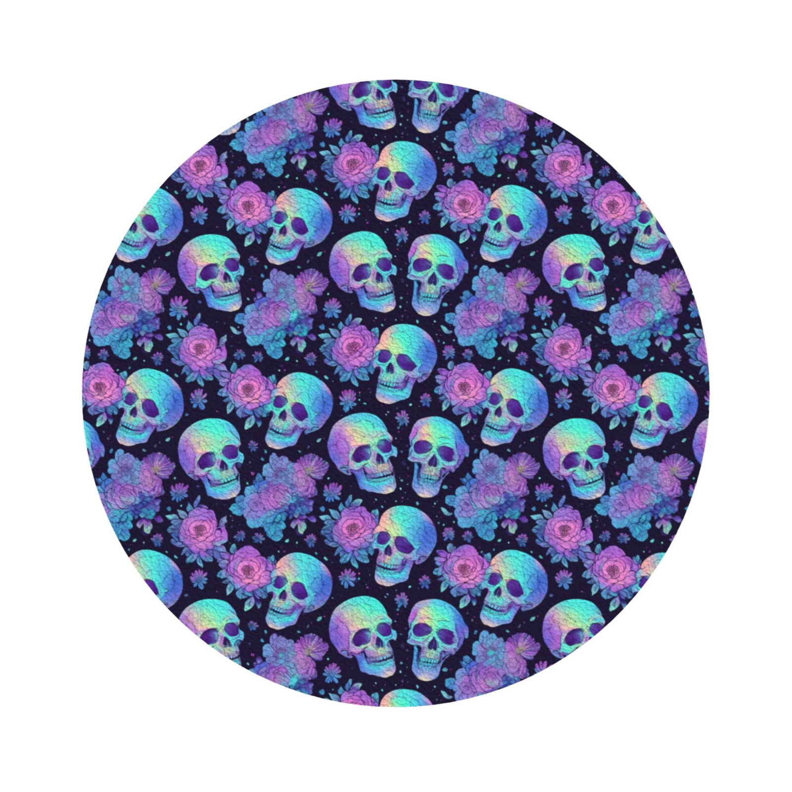 Coaee starry sky Skull flower Print Leather Coasters Set of 6, Non-Slip ...