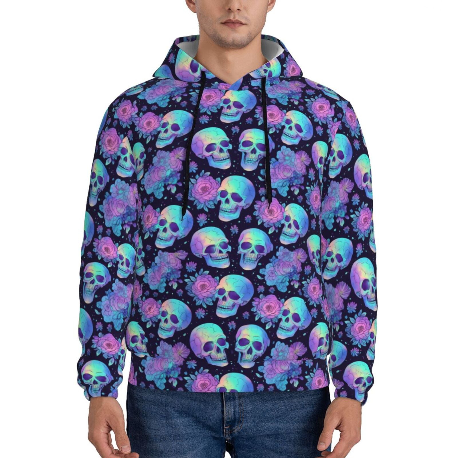 Coaee starry sky Skull flower for Adult Hoodie Pullover Sweatshirt for ...