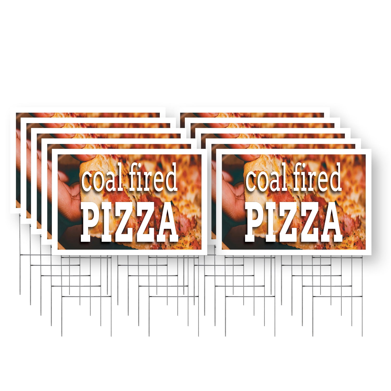 Coal Fired Pizza Yard Sign 10 Pack of 24 Inch x 36 Inch Double Sided ...