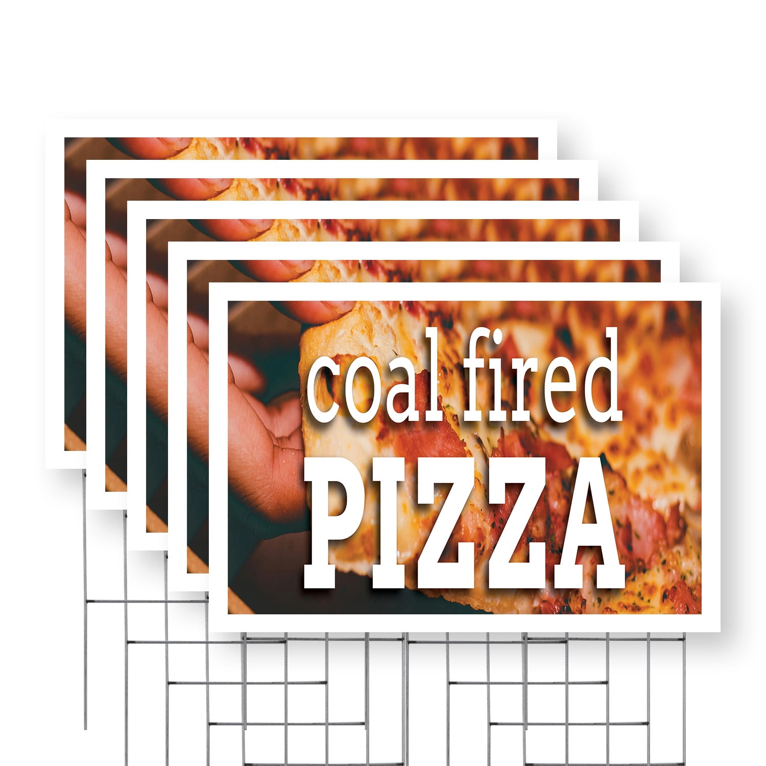 Coal Fired Pizza Yard Sign 5 Pack of 24 Inch x 36 Inch Double Sided ...