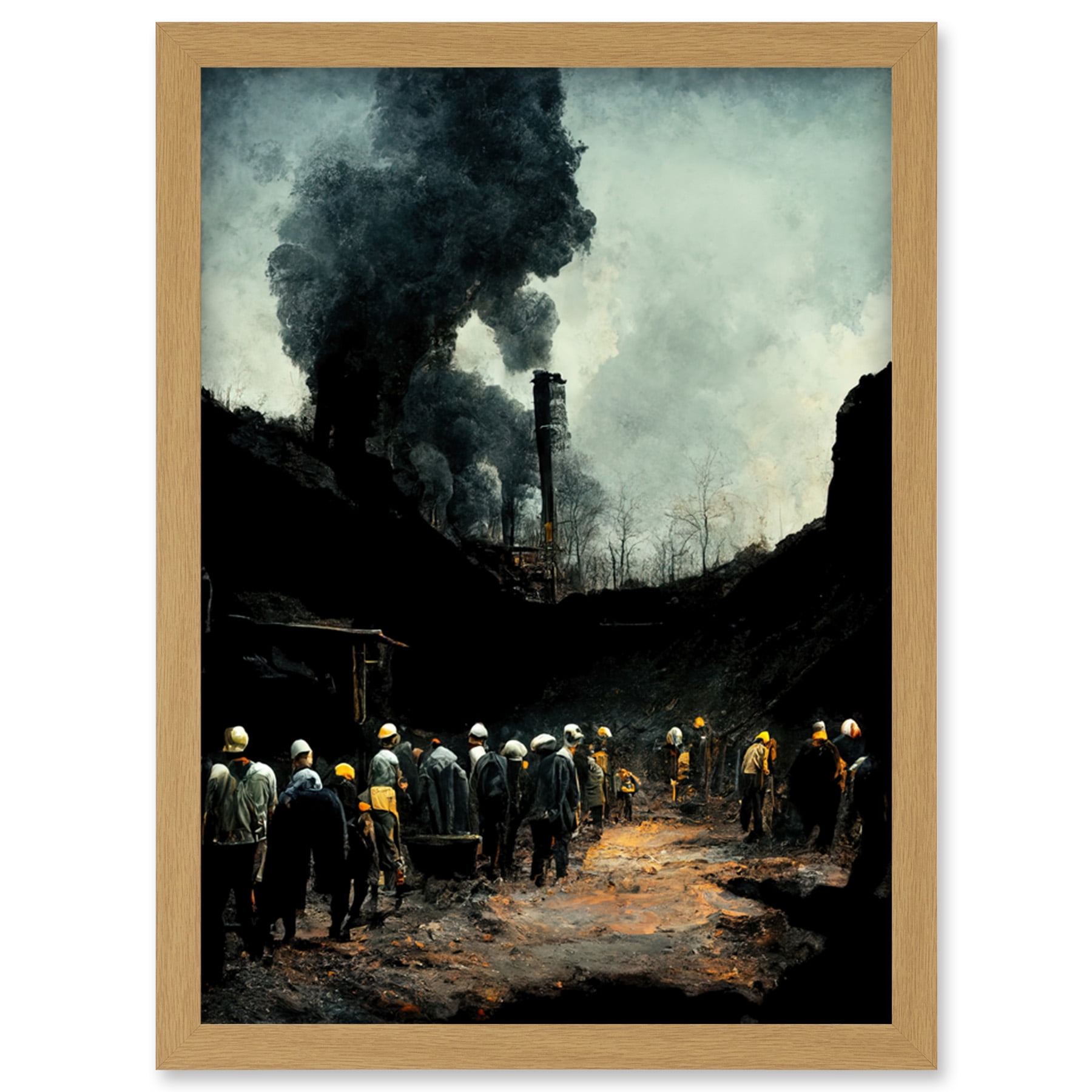 Coal Miners Yorkshire Pithead Colliery Artwork Framed Wall Art Print A4 ...