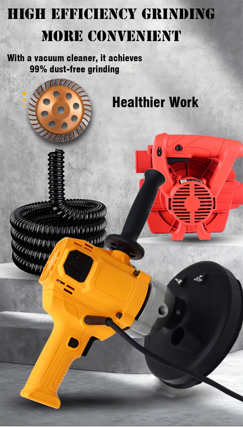 Coarse Grinding Machine Concrete Cement Floor Wall Rough Dust Suction ...