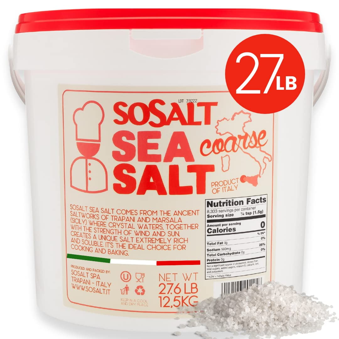 Coarse Sea Salt, SoSalt, Sicilian, 27.56 lbs (12.5 kg) Bulk ...