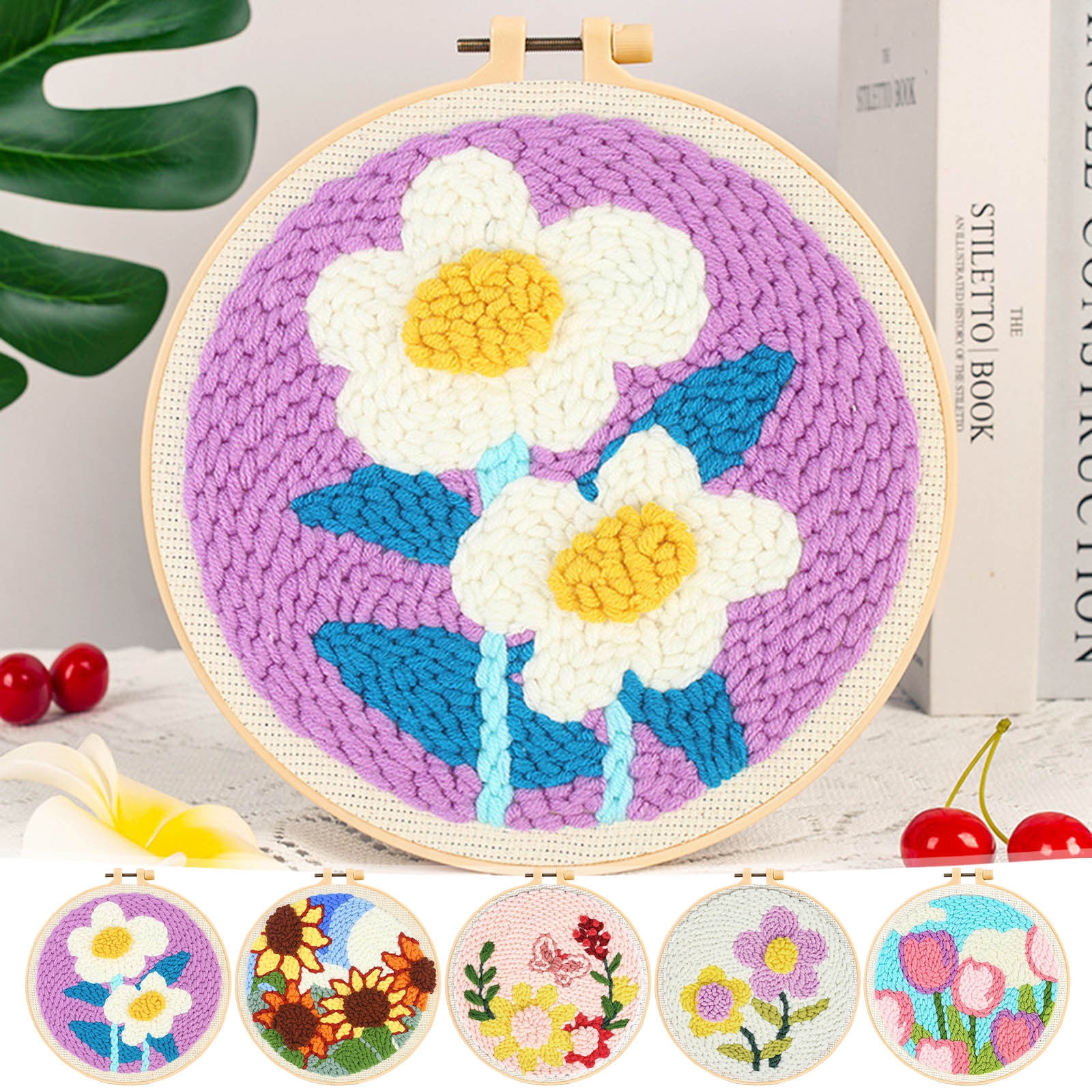 Coarse Yarn Poke Embroidery Diy Material Package Flower Series Style ...