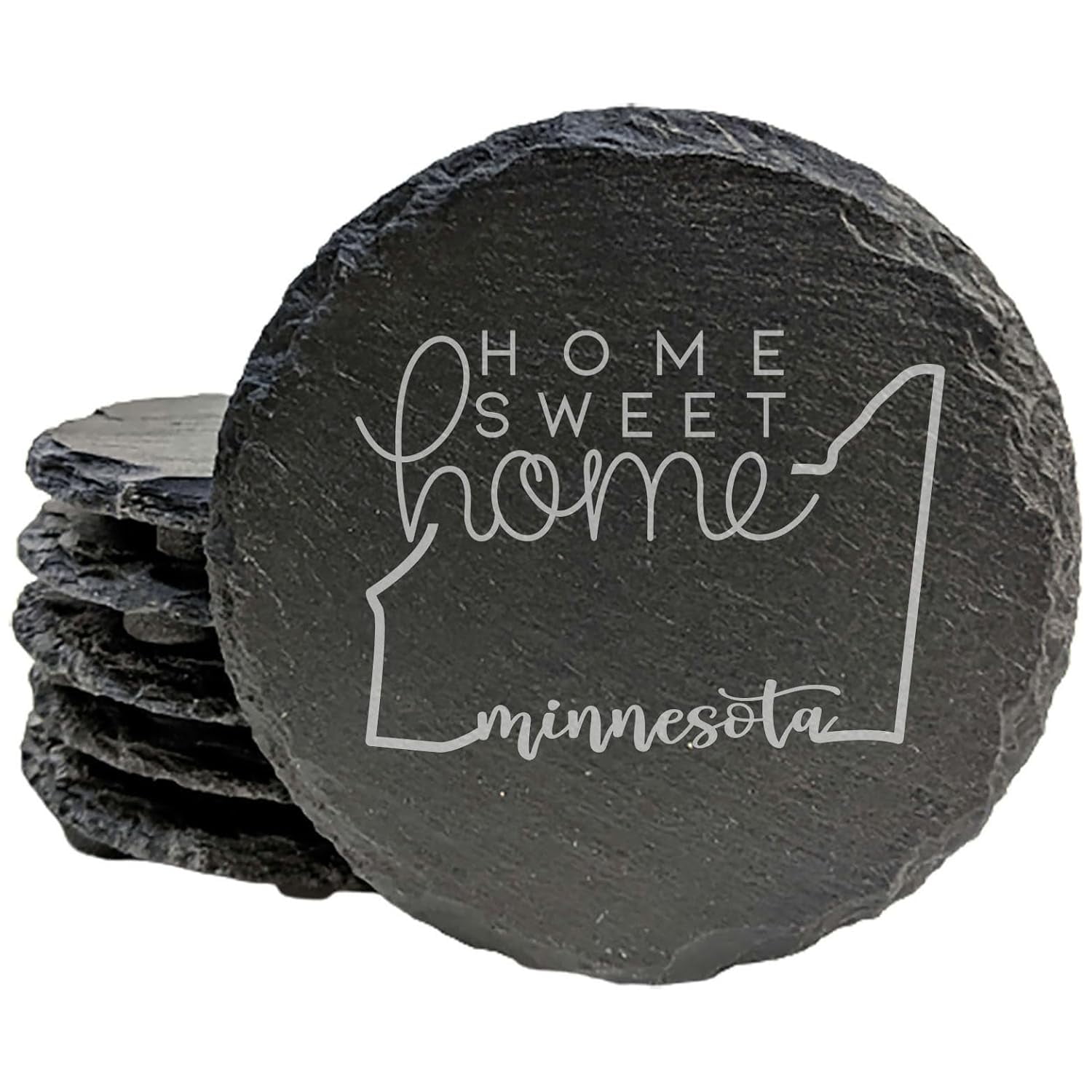Coasers Se of 5, Round 4" wih Minnesoa 'Home Swee Home' Design, Perfec ...