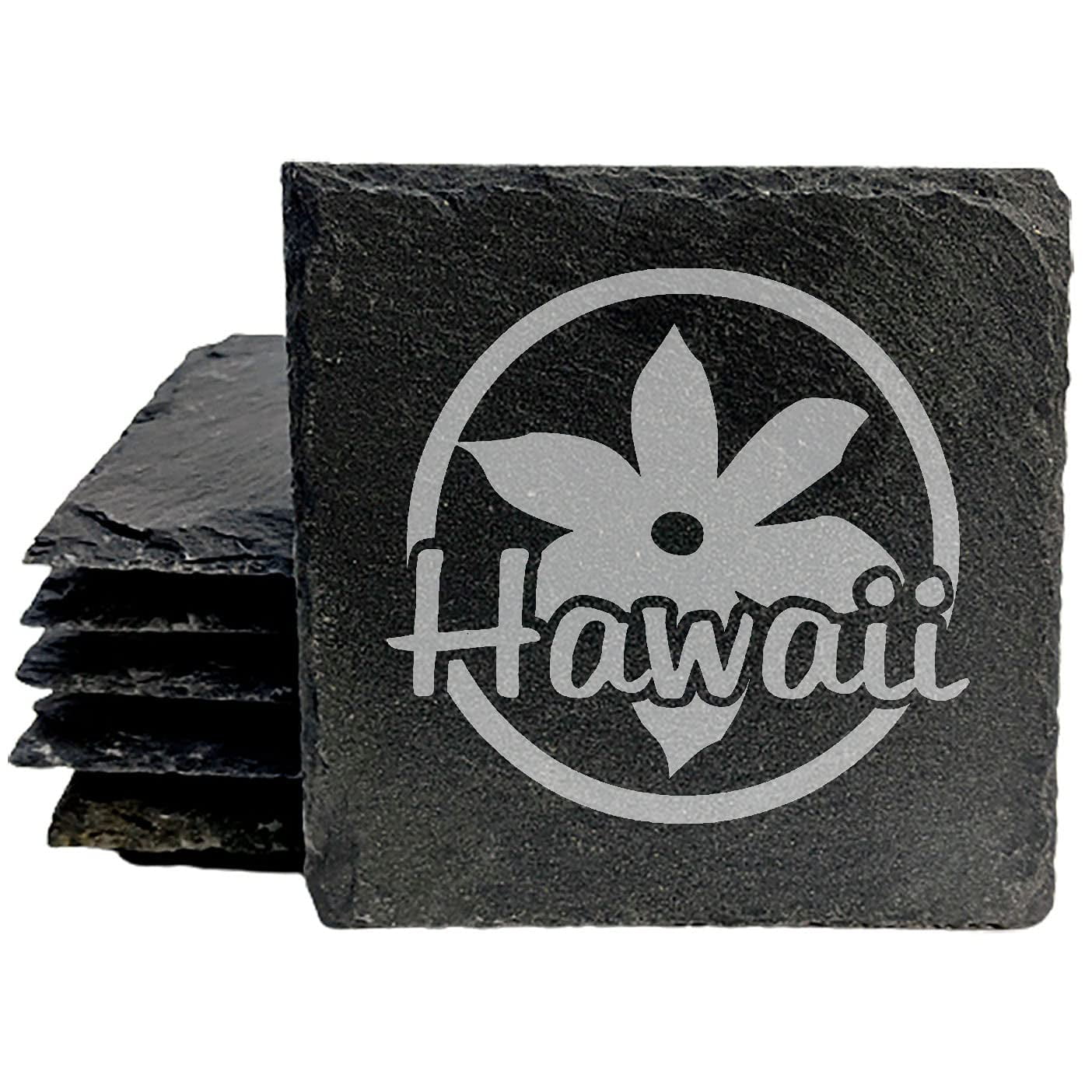 Coasers Se of 6 - Laser Eched Hawaii Design wih Flower - Perfec Gif for ...