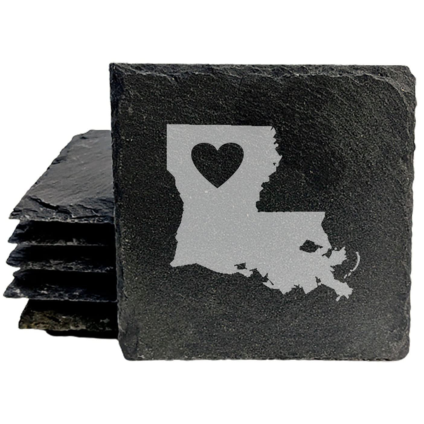 Coasers Se of 6, Square 4" wih Louisiana Hear Design, Perfec for She ...