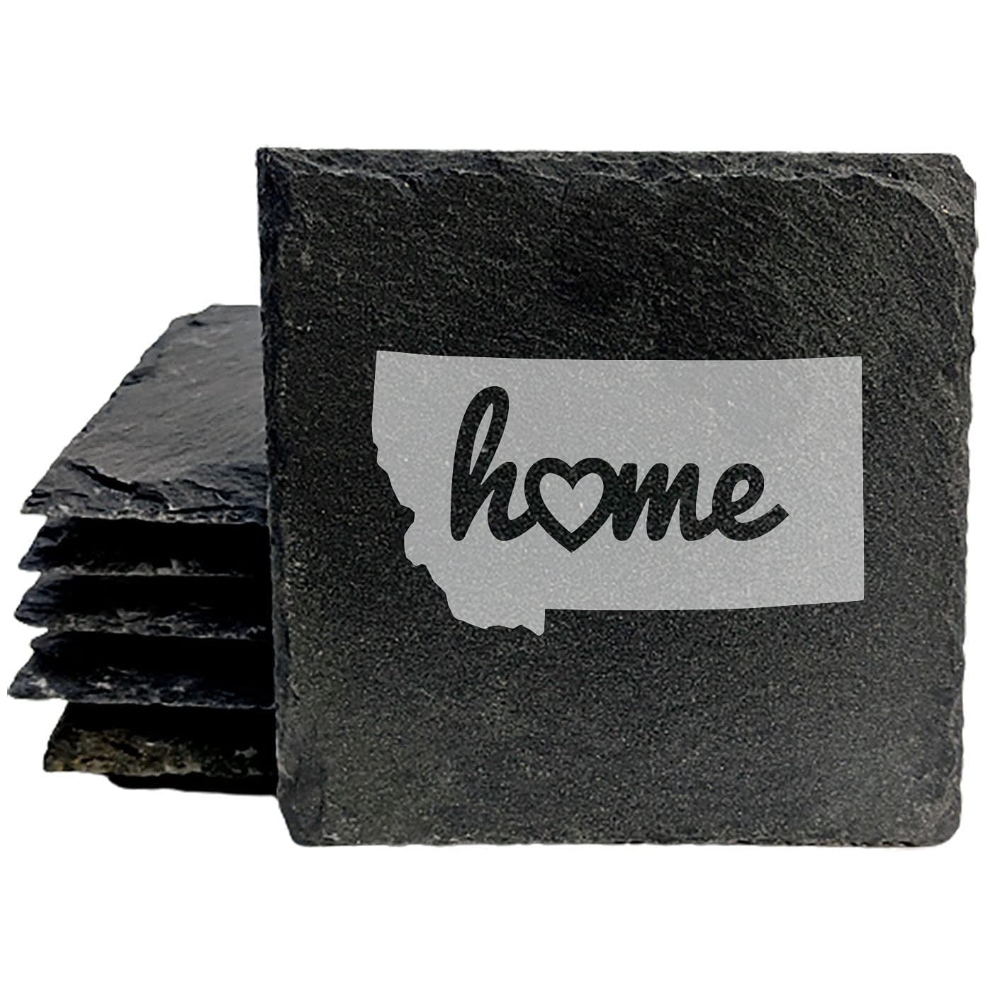 Coasers Se of 6, Square 4" wih Monana 'Home' Hear Design, Perfec for ...
