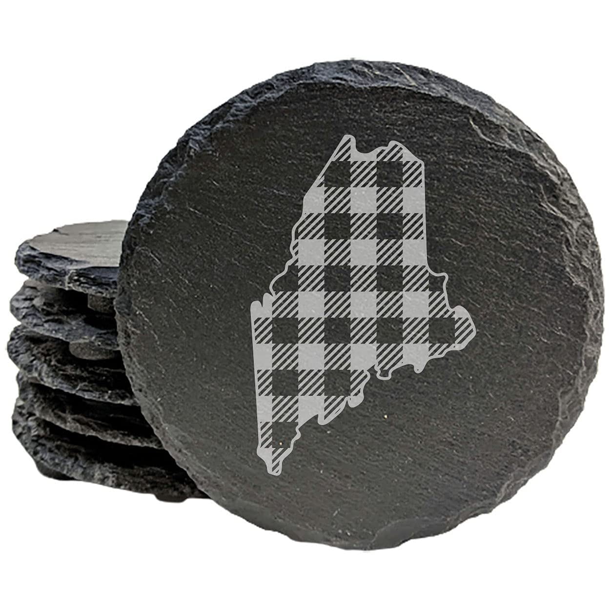 Coasers Se of 8, Round 4" wih Maine Plaid Design, Perfec for She-Shed ...