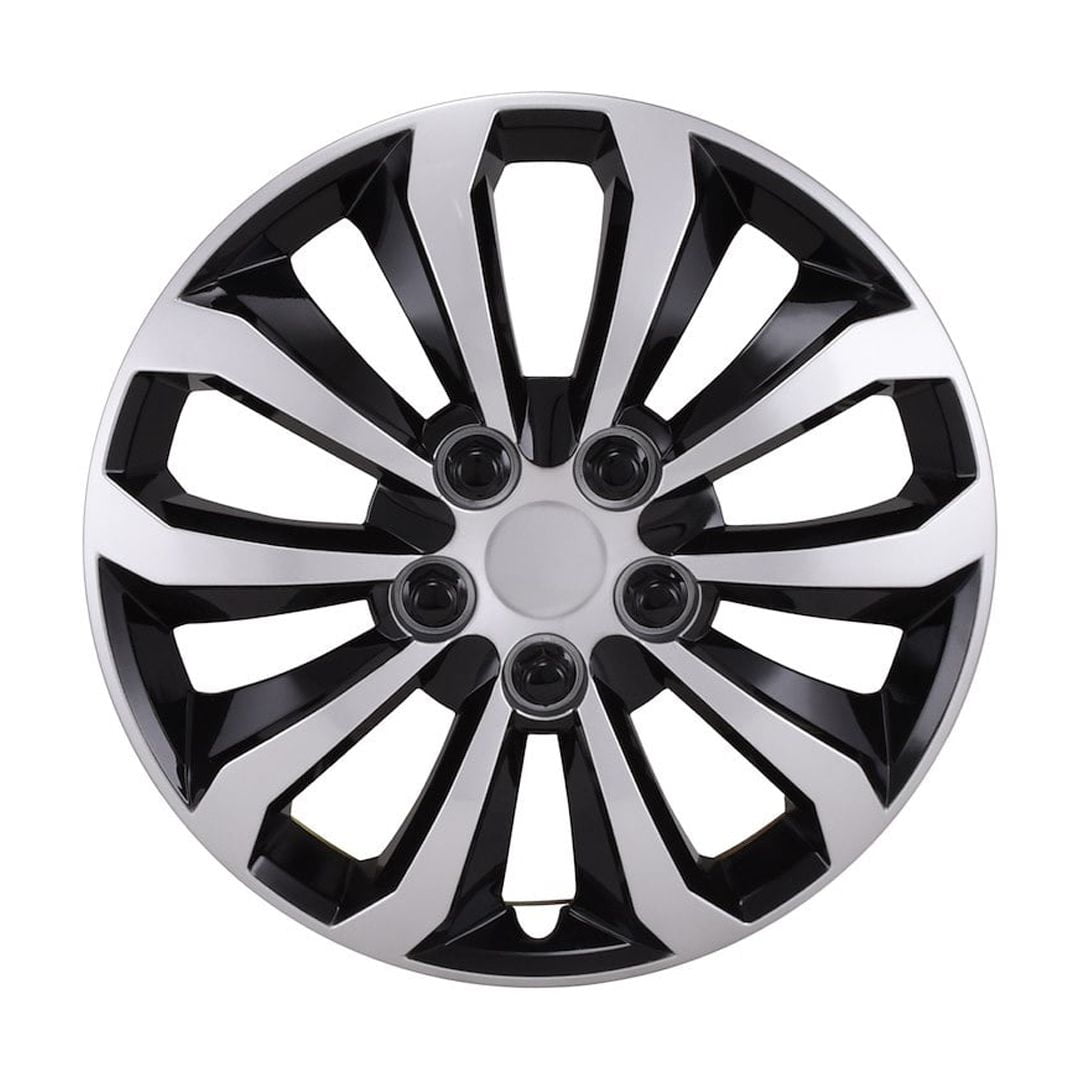 Coast 2 Coast 14 in. 10 Spoke Car Rim Wheel Cover, Silver & Black - Set ...