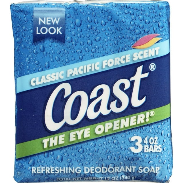 Coast Classic Pacific Force Scent Bar Soap, Original Body Odor Clean, Refreshing Deodorant, 3ct ...