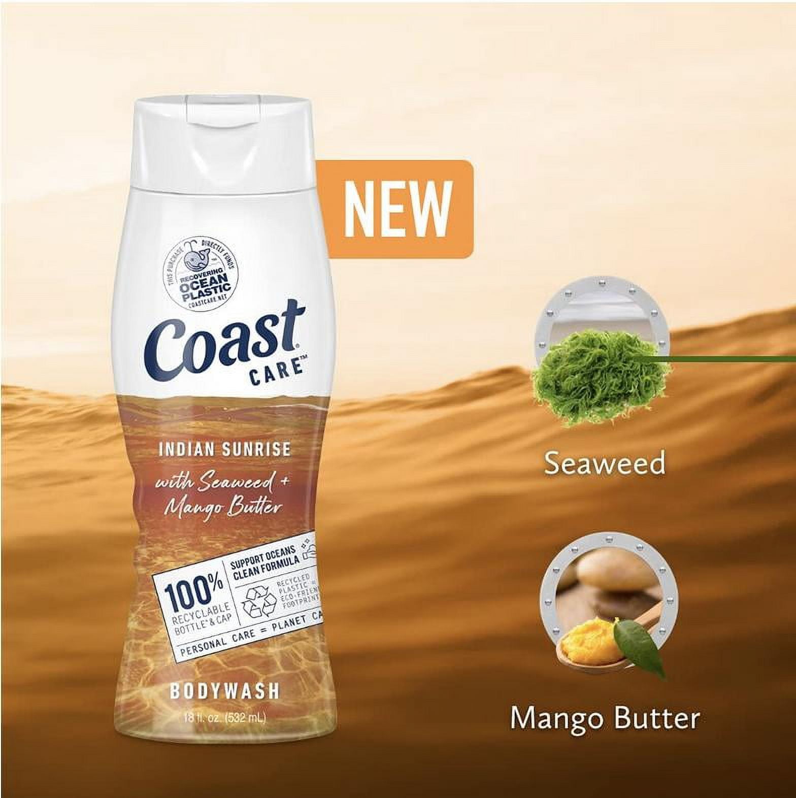 Coast Care Indian Sunrise with Seaweed + Mango Butter Body Wash 18 fl ...