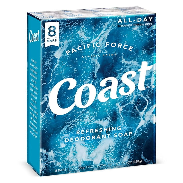 Coast Classic Scent Deodorant Soap Bar, 8 Bars 4 Oz, Exfoliating, for Sensitive Skin - Walmart.com