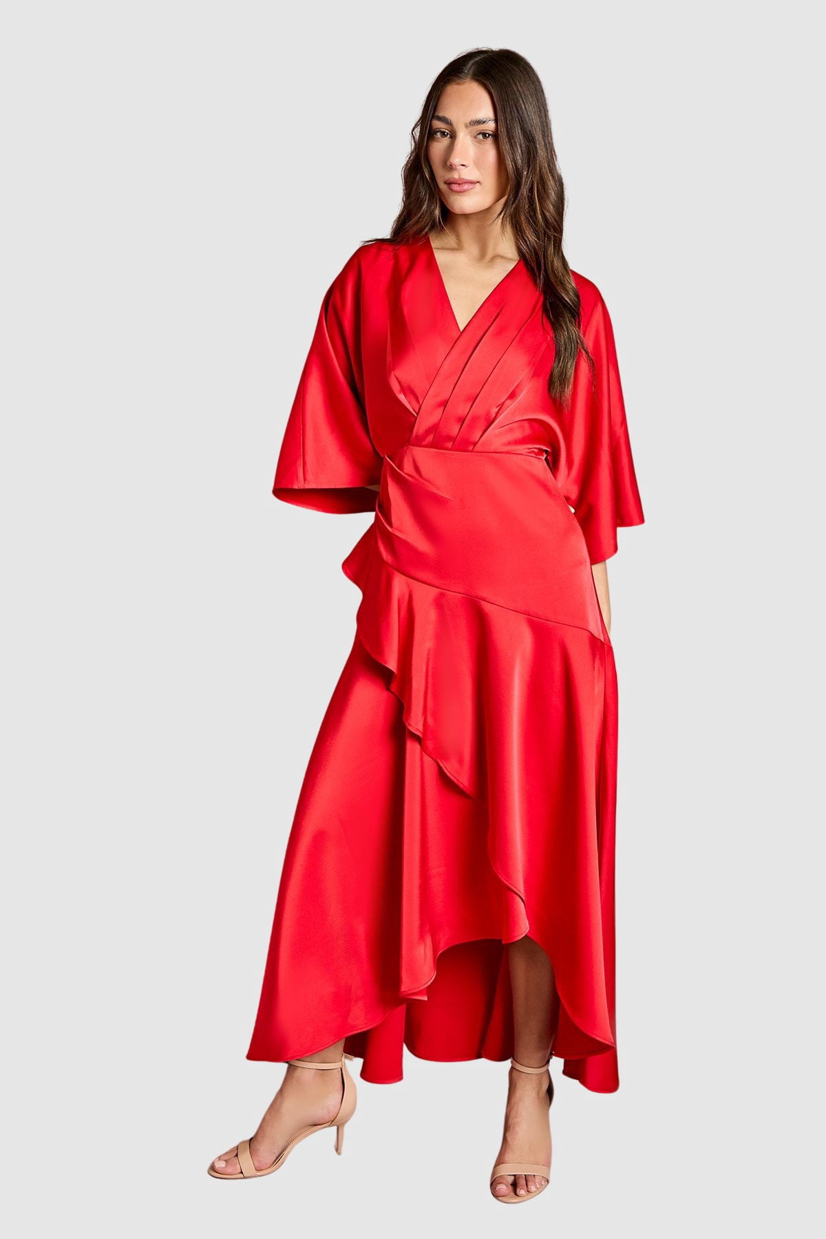 Coast Crepe Wrap Midi Dress - Red, 4 - Walmart.com