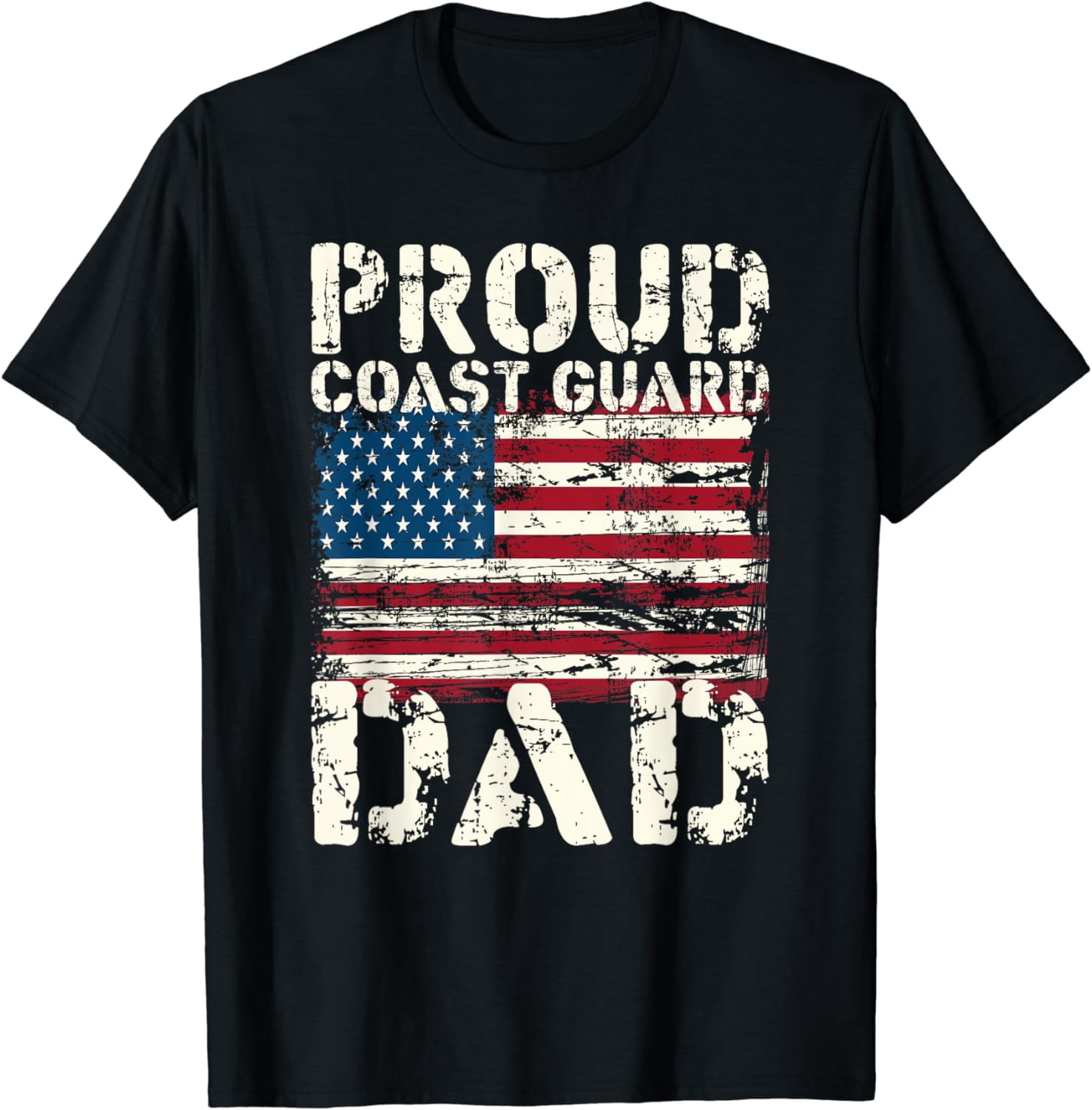 Coast Guard Dad USCG Distressed US American Flag Gift T-Shirt - Walmart.com