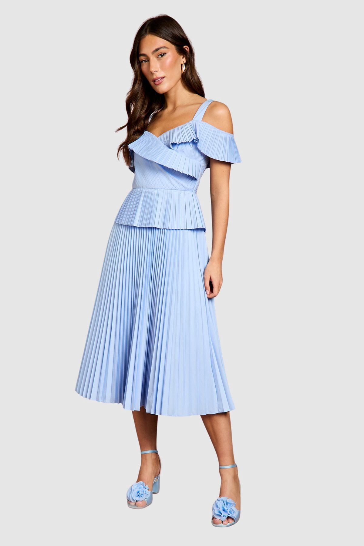 Coast Pleated V-Neck Midi Dress - Blue, 4 - Walmart.com