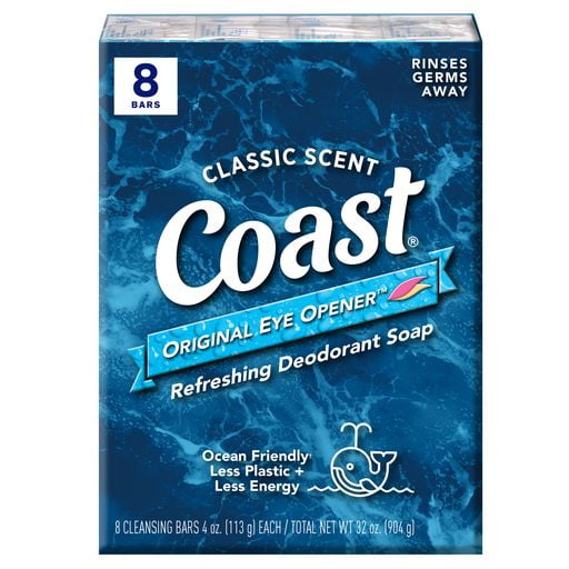 Coast Refreshing Deodorant Bar Soap, for All Skin Types, Classic Scent, 3.2 oz, 8 Bars - Walmart.com