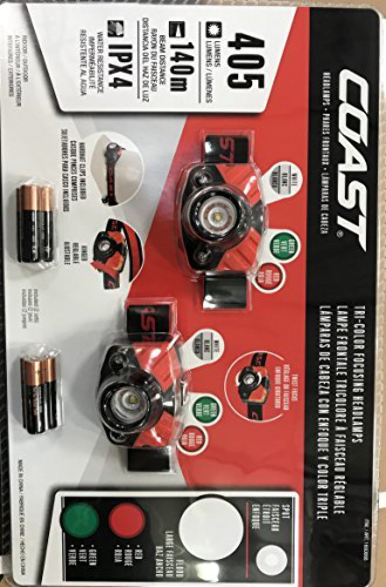 Coast Tri-Color LED 405 Lumens Headlamps with Hardhat Clips - Walmart.com
