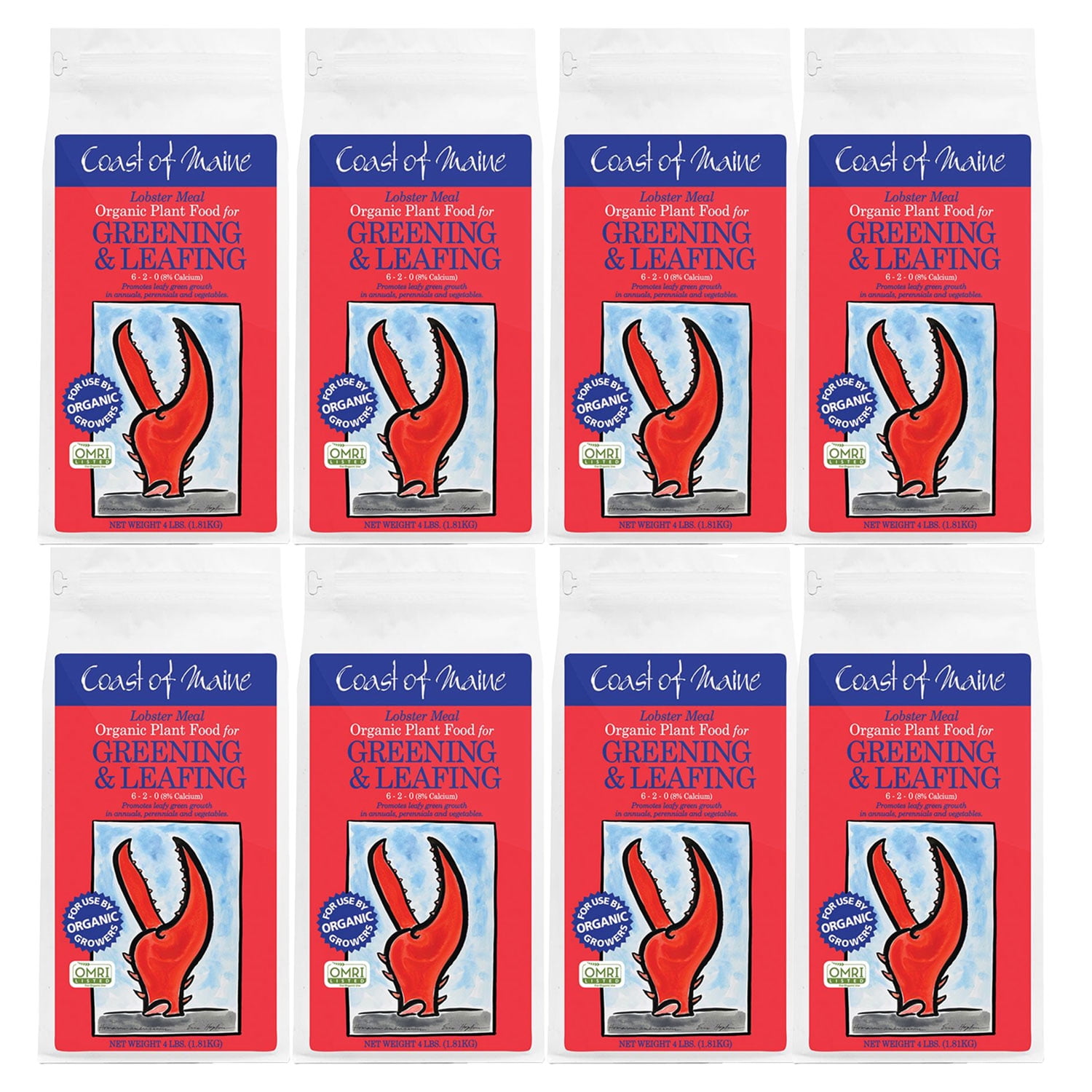Coast of Maine Lobster Meal Organic Fertilizer Mix, 4 Pound Bag (8 Pack ...