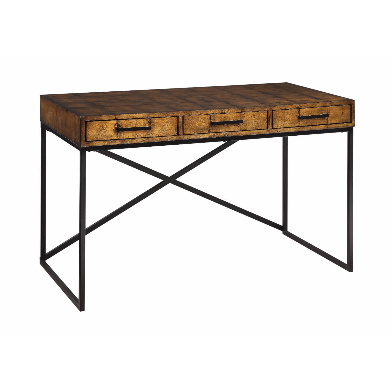 Coast to Coast Imports Three Drawer Writing Desk in Aged Gold/ Black ...