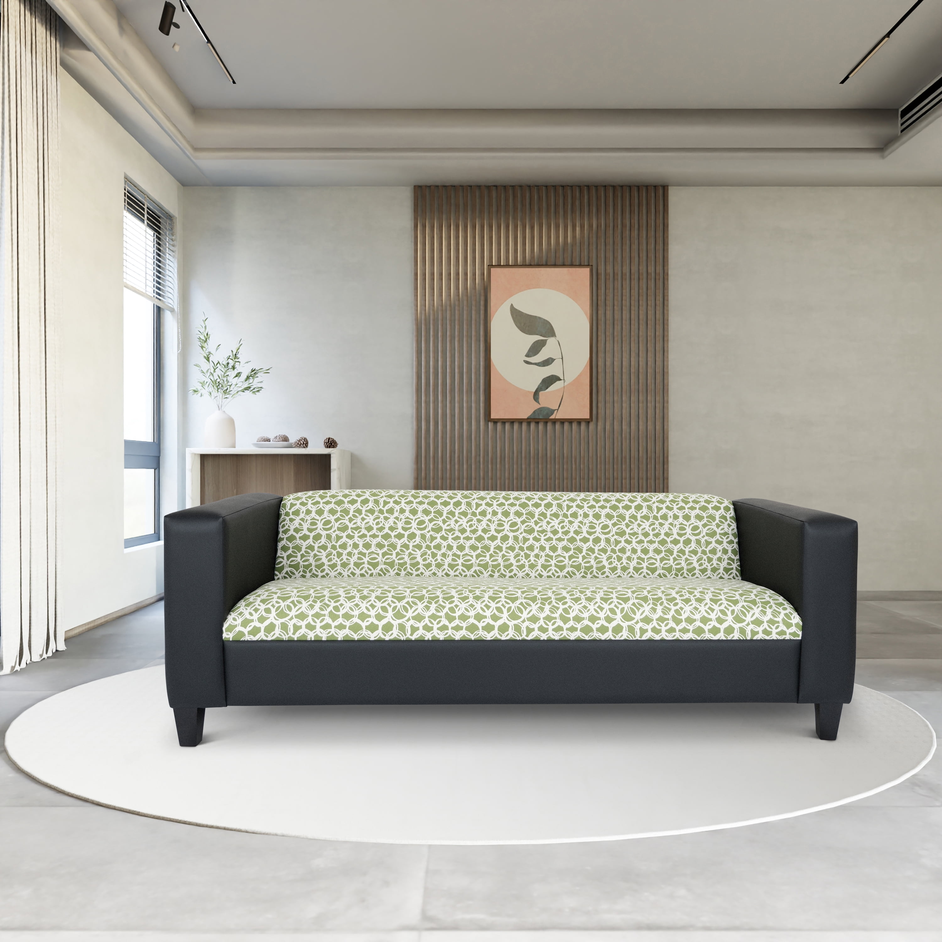 Coast to Coast Sofas Canal Polyester Fabric and Faux Leather 3-Seater ...
