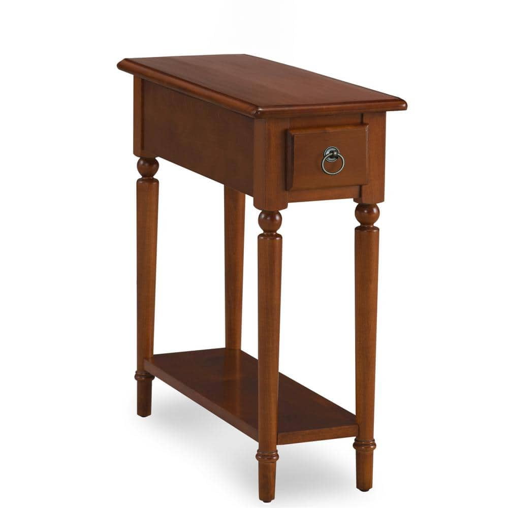 Coastal 10 in. Rich Pecan Brown Rectangle Solid Wood Narrow Chairside ...