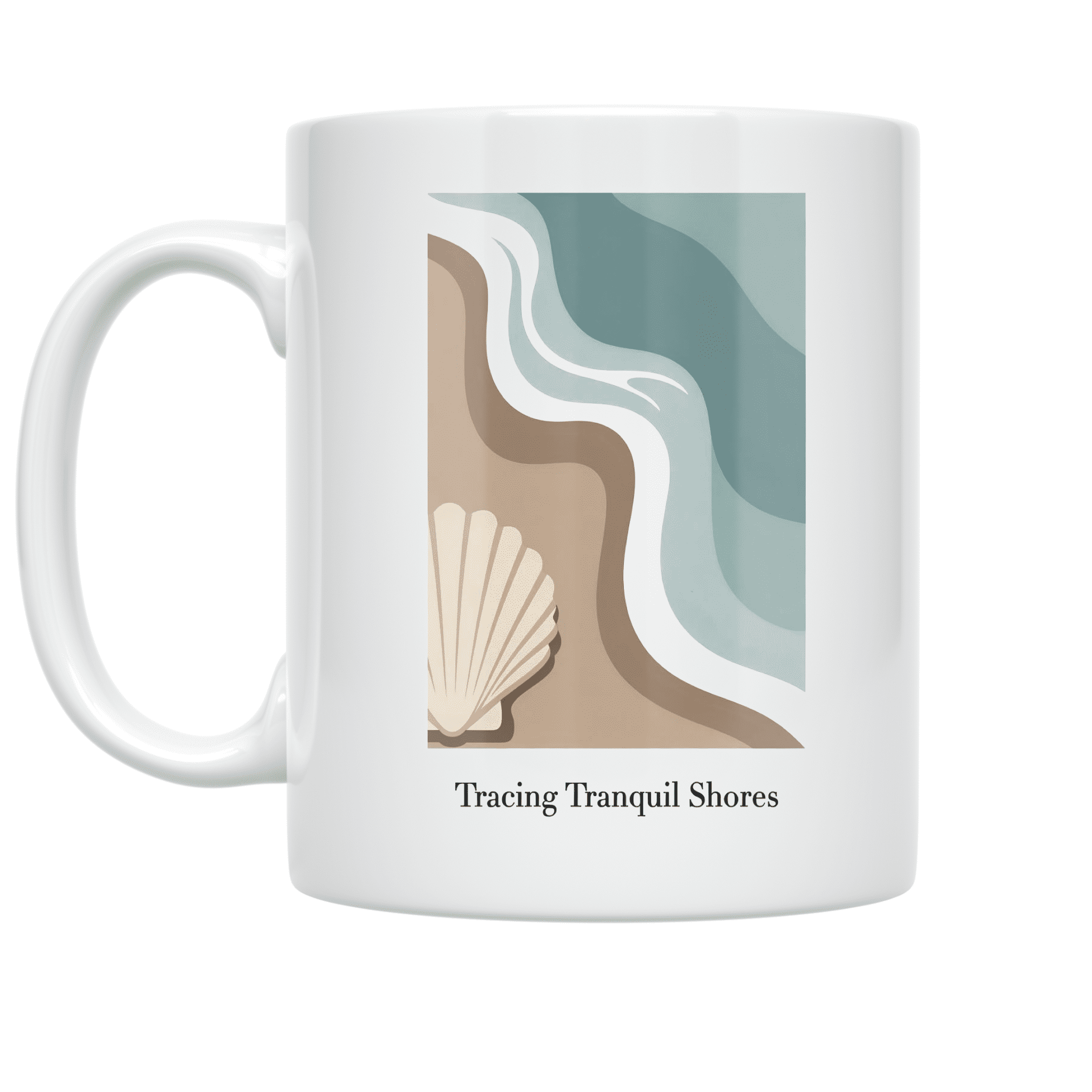 Coastal Abstract Beach Design - Beach Lover - 11 oz Ceramic Coffee Mug ...