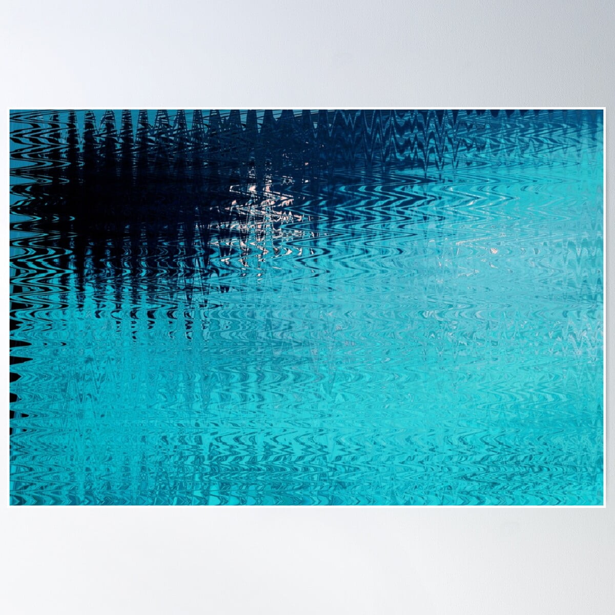 Coastal Abstract Ocean Ripples Seagull Rocks In Turquoise Cyan Shades ...