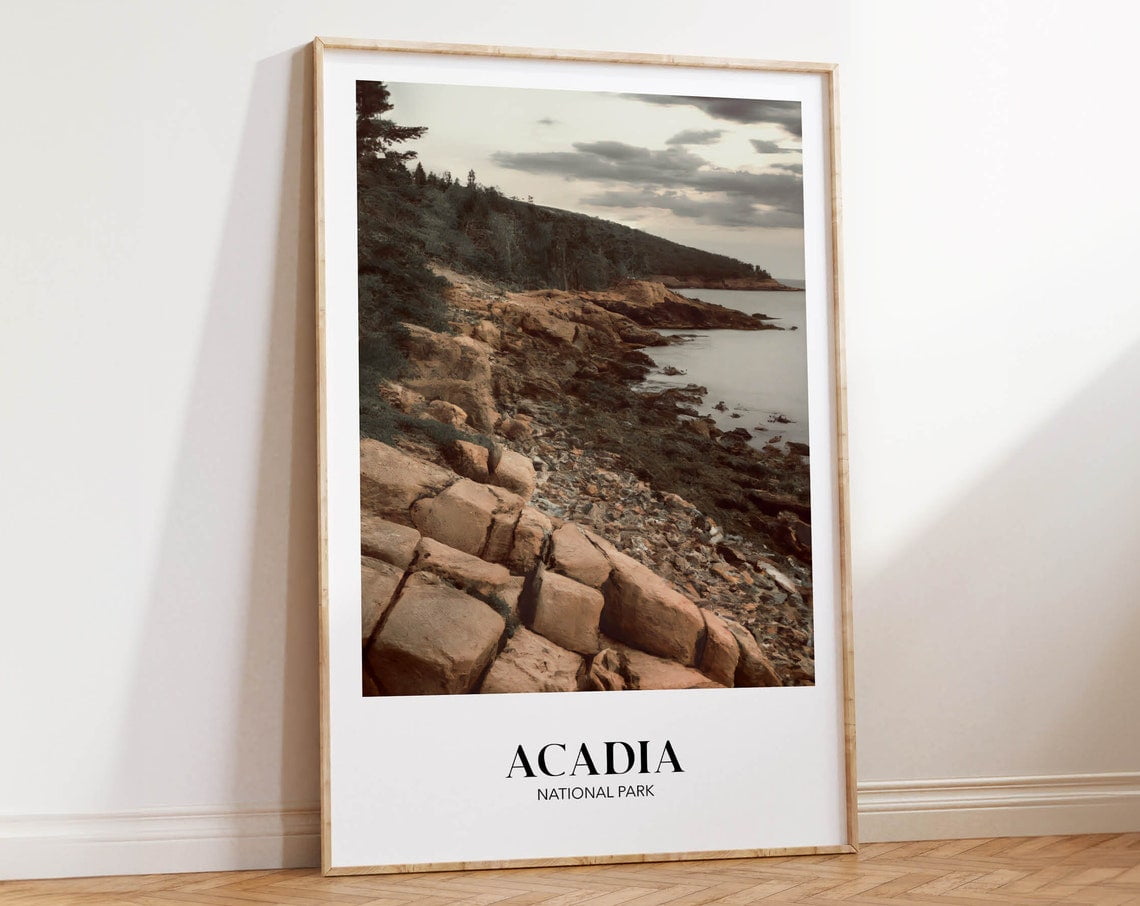Coastal Acadia National Park Poster, Country Travel Print, Rustic ...