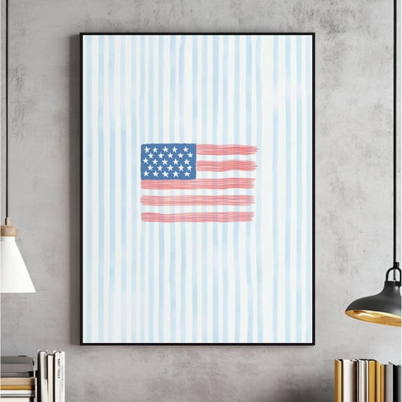 Coastal American Flag Wall Art Trendy Preppy Poster Apartment Dorm ...