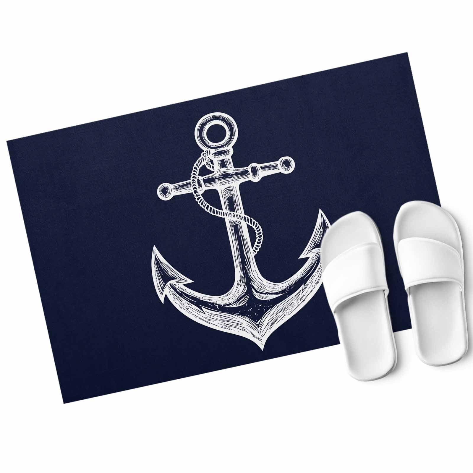 Coastal Anchor Door Mat Nautical Knot Non Slip Absorbent Entrance Mat ...