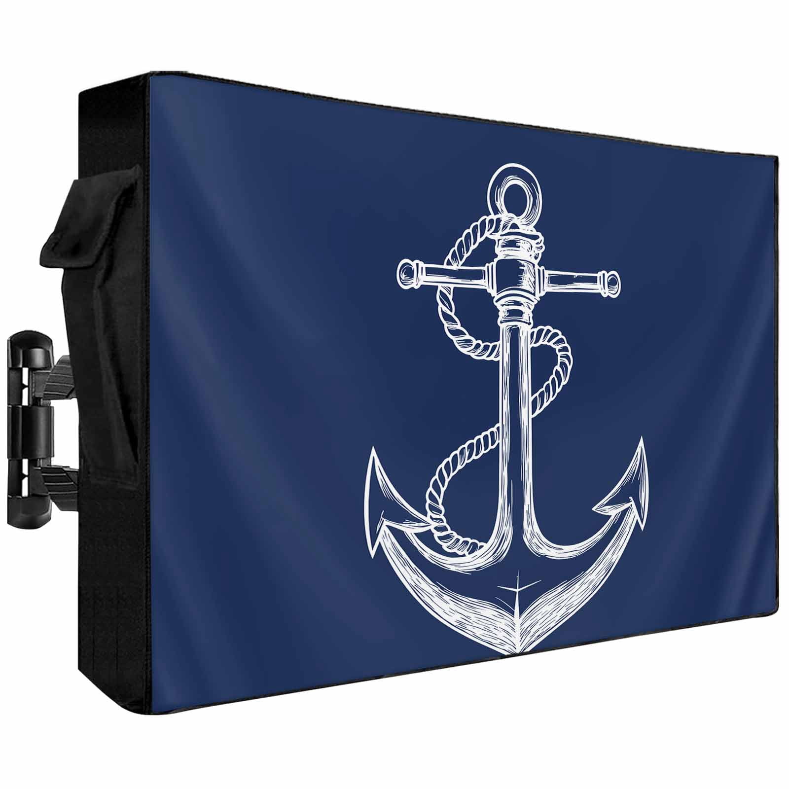 Coastal Anchor Outdoor TV Cover 52 to 55 inch Nautical Knot Navy Blue ...
