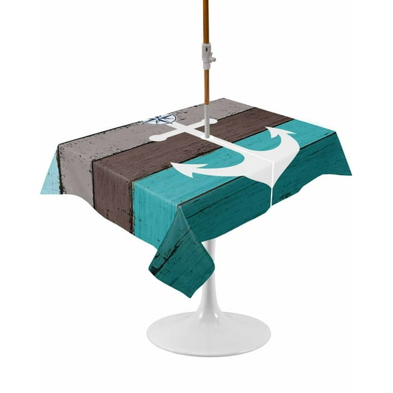 Coastal Anchor Rectangle Outdoor Tablecloth, Waterproof Table Cloth ...