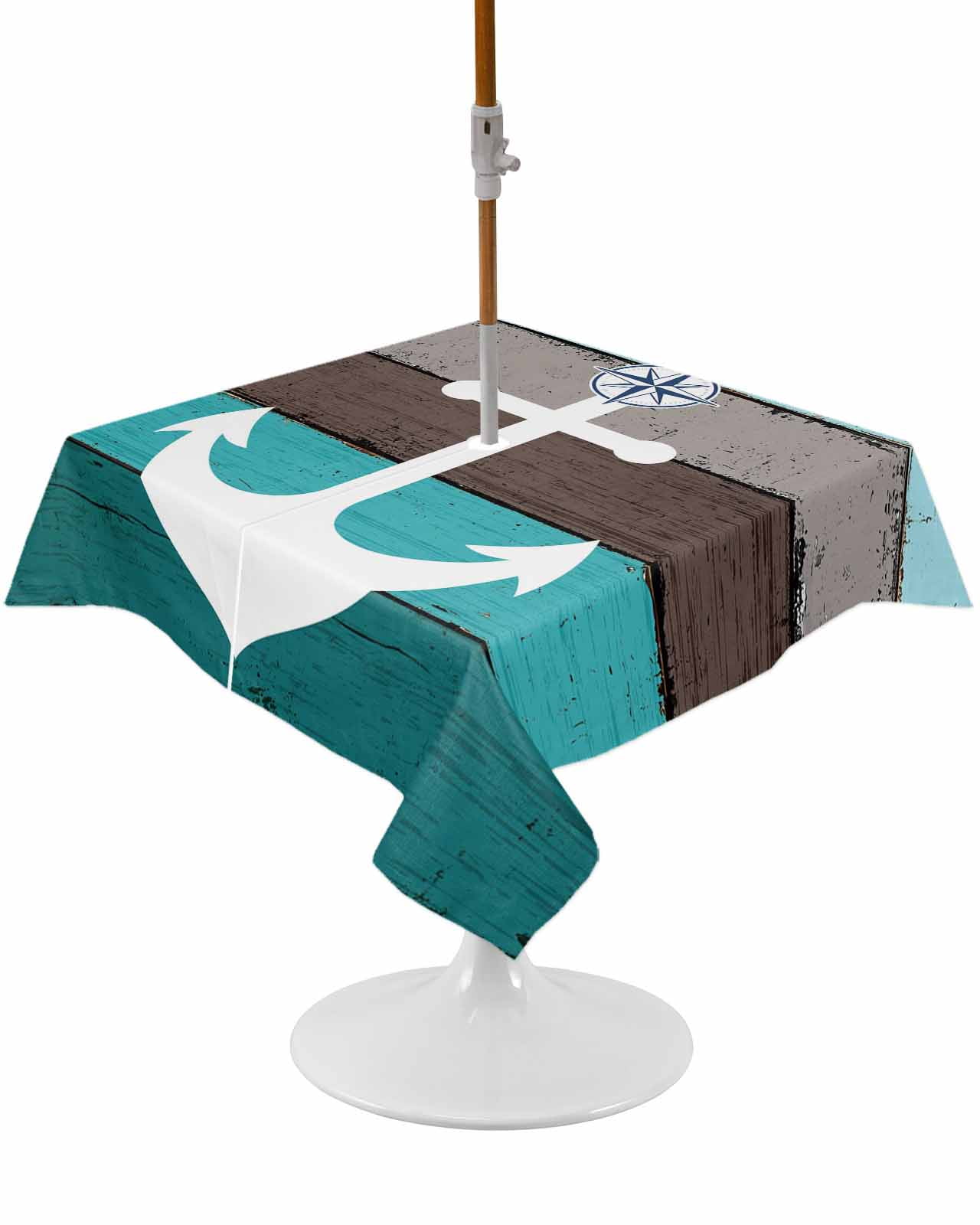 Coastal Anchor Square Outdoor Tablecloth, Waterproof Table Cloth Cover ...