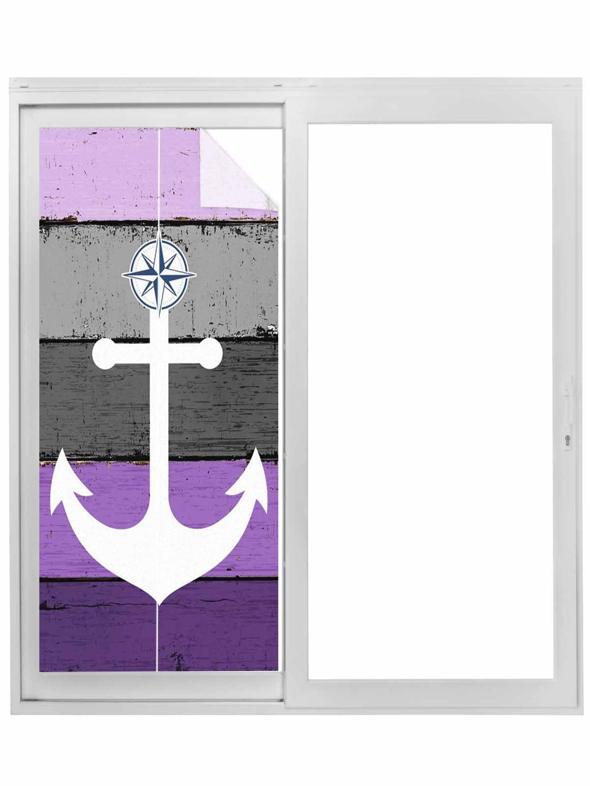 Coastal Anchor Window Privacy Film Stained Glass Window Film Decorative ...