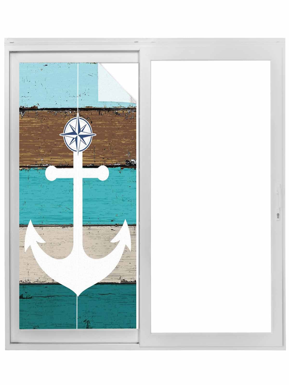 Coastal Anchor Window Privacy Film Stained Glass Window Film Decorative ...