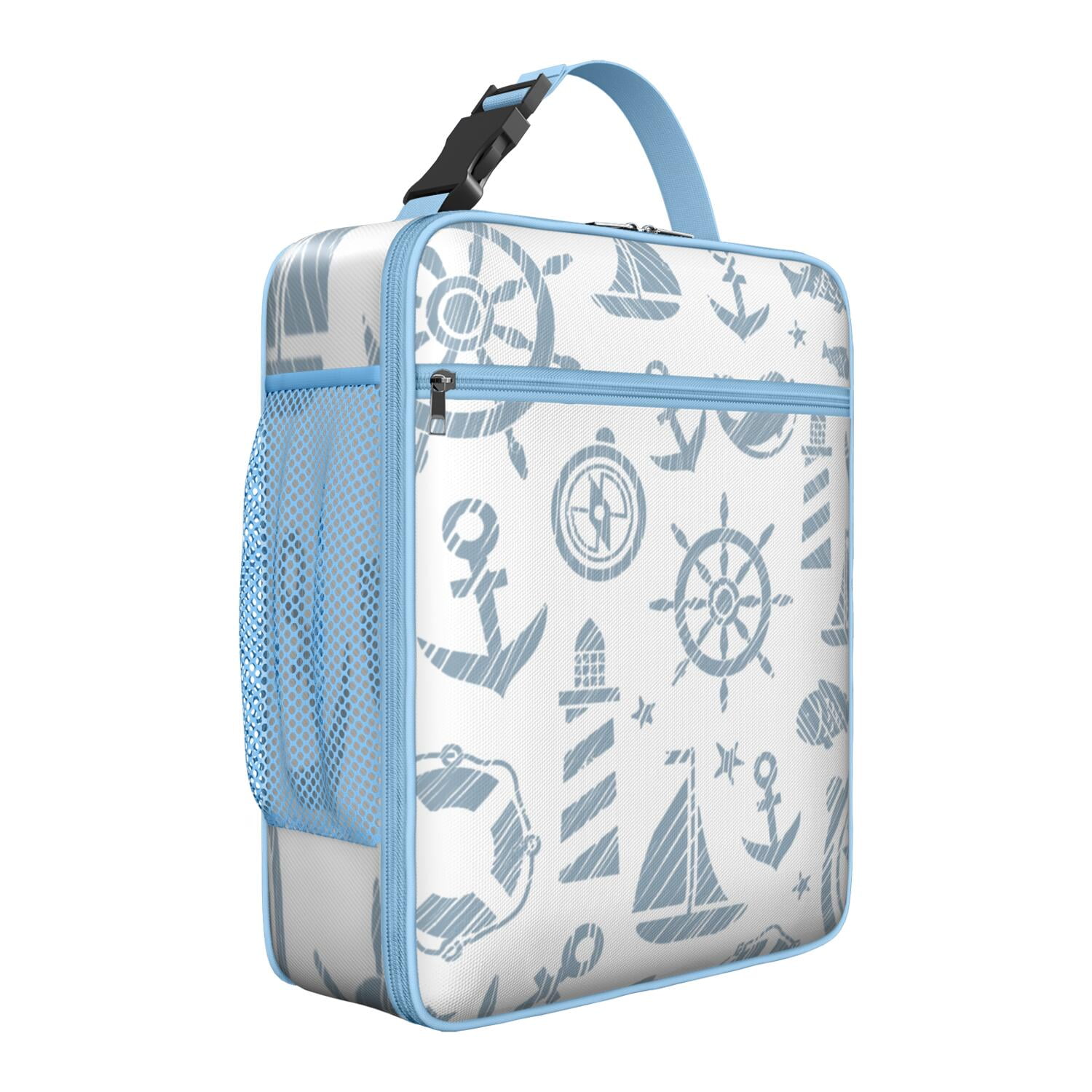Coastal Anchor and Wave Lunch Bag, Reusable Insulated Cooler Tote with ...