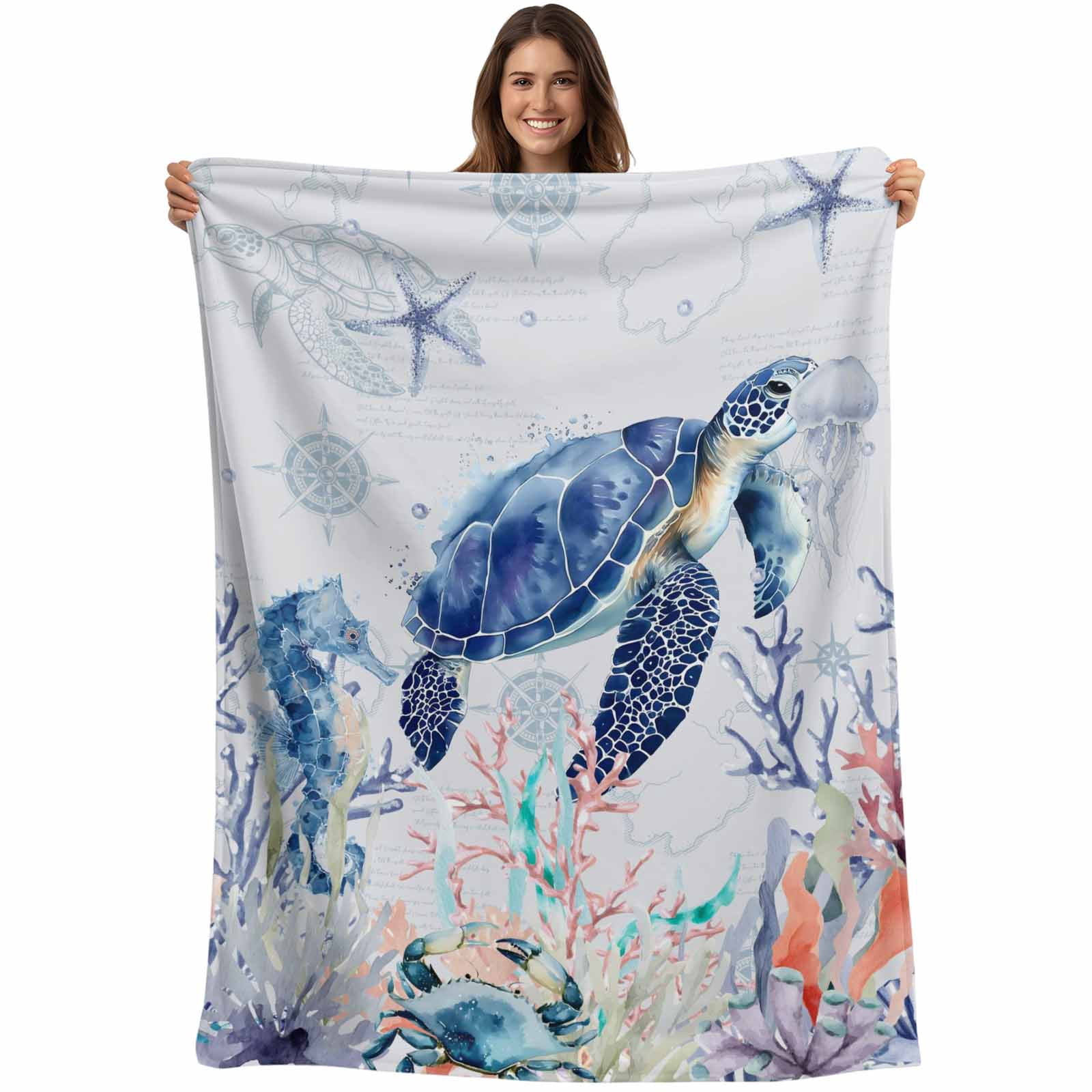 Coastal Animals Blanket Soft Cozy Warm Throw Blanket for Couch, Plush ...