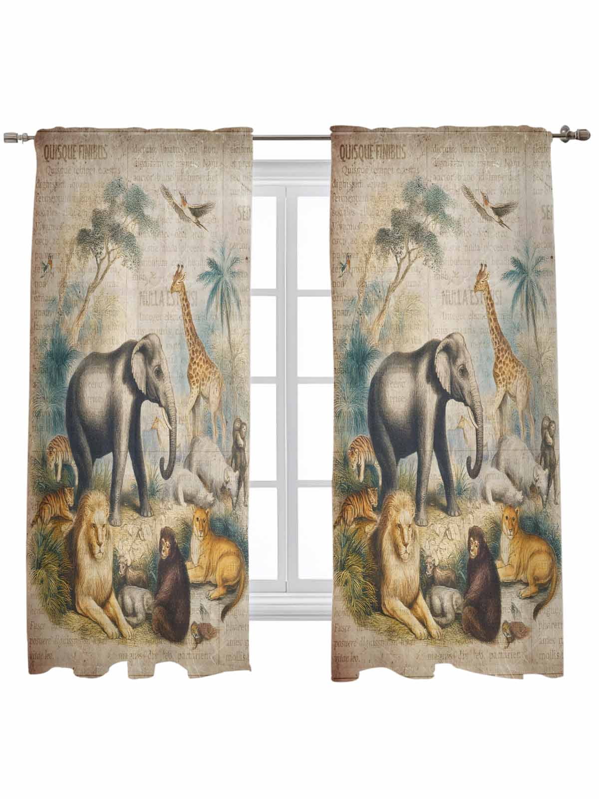 Coastal Animals Curtains 63 Inch Length, Sheer Curtains for Bedroom ...