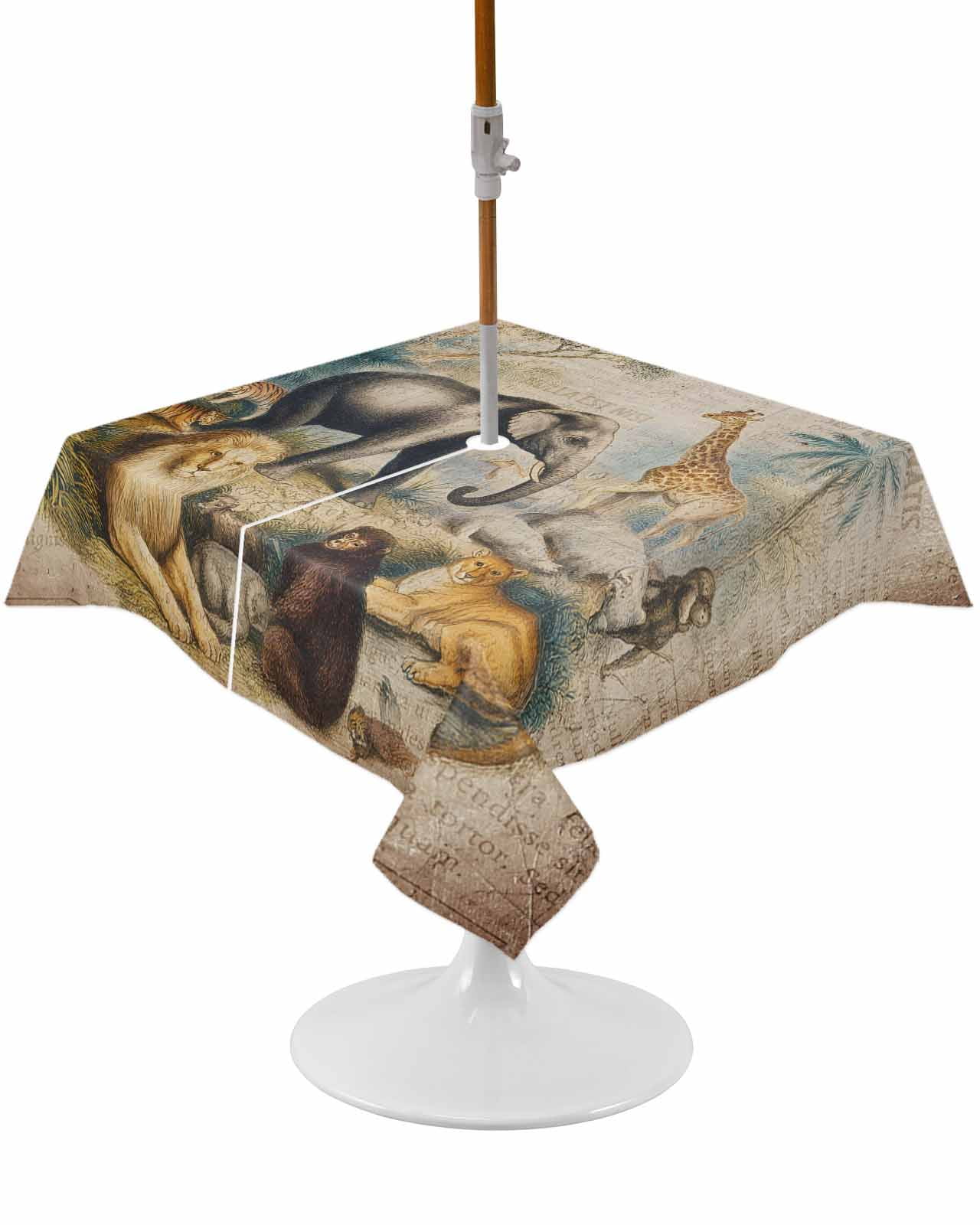 Coastal Animals Square Outdoor Tablecloth, Waterproof Table Cloth Cover ...