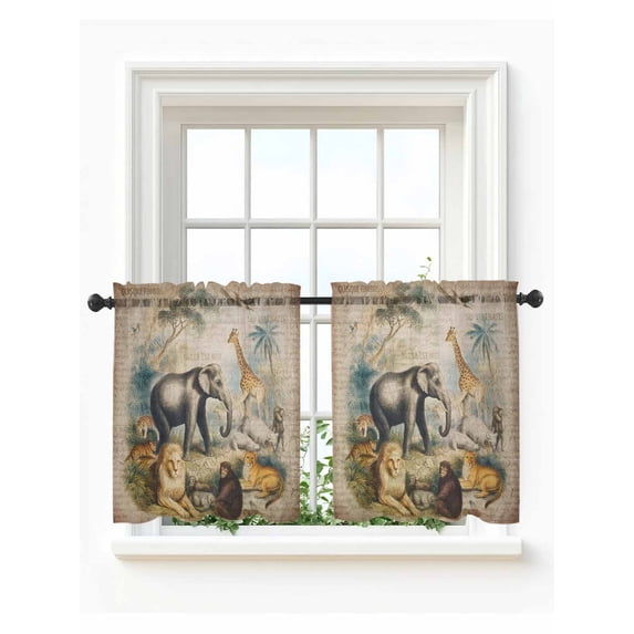 Coastal Animals Tier Curtains 36 Inch Length,Sheer Curtains for Bedroom ...