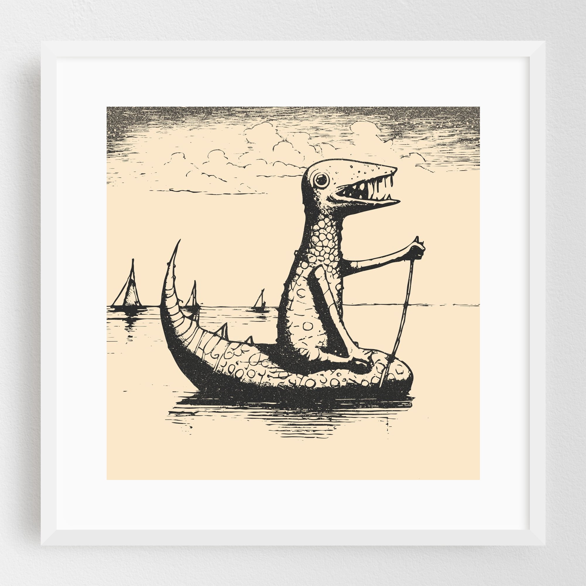 Coastal Anomaly - Illustration White Framed Wall Art Print 16 x 16 ...