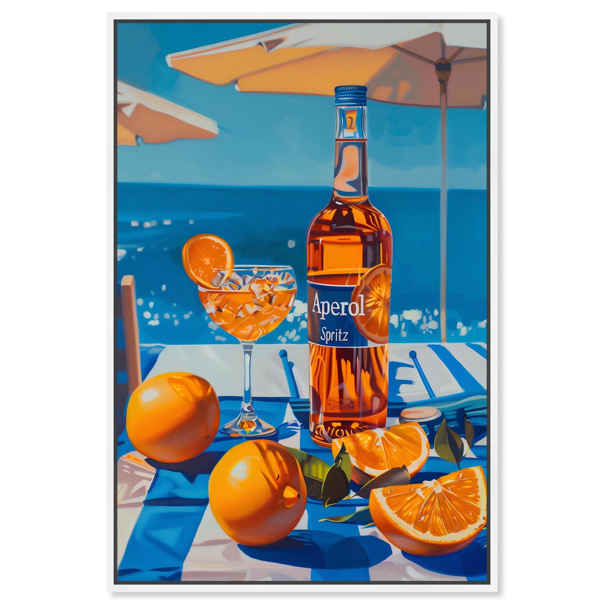 Coastal Aperol Canvas Bar Cart Art by Art Remedy, White Frame, 36 x 54 ...