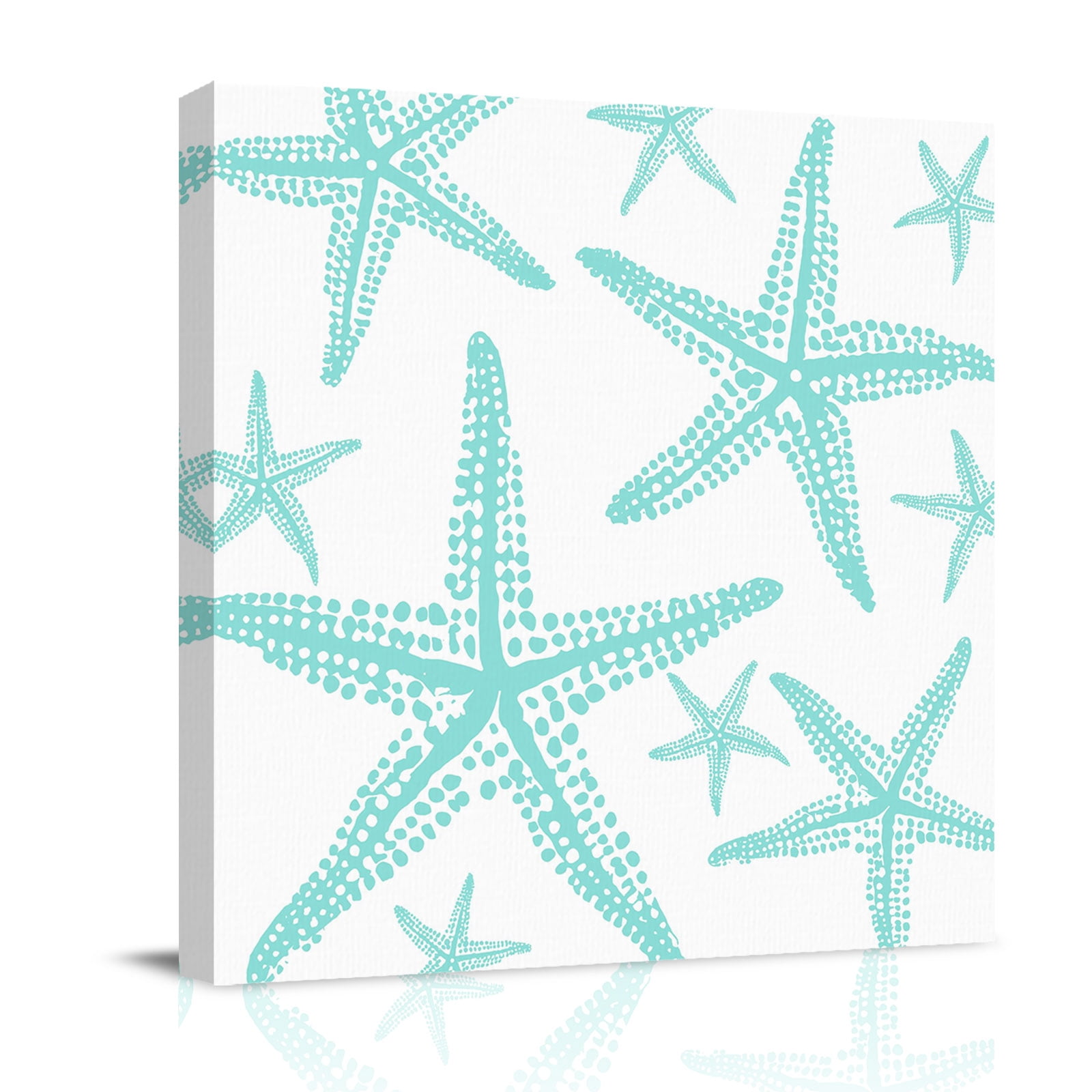 Coastal Aqua Starfish Canvas Wall Art for Living Room, Nautical ...